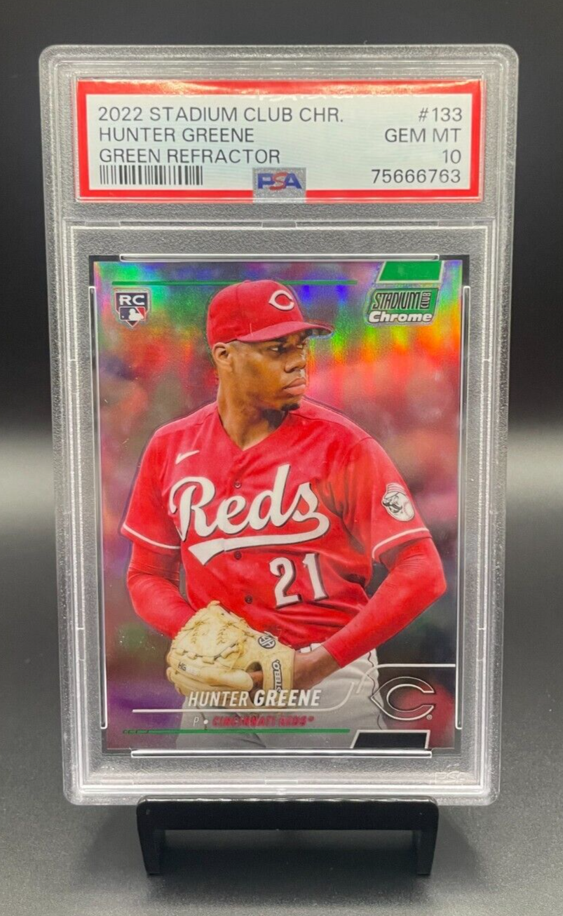 2022 Topps Stadium Club Chrome Hunter Greene Green /99 RC PSA 10 Reds 🔥 ...