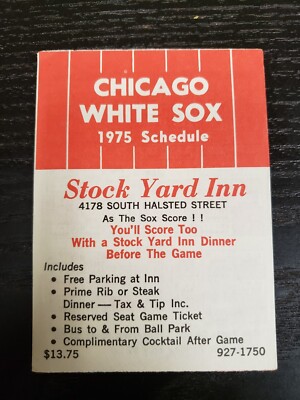 1975 MLB Chicago White Sox Pocket Schedule ~ Stock yards | eBay