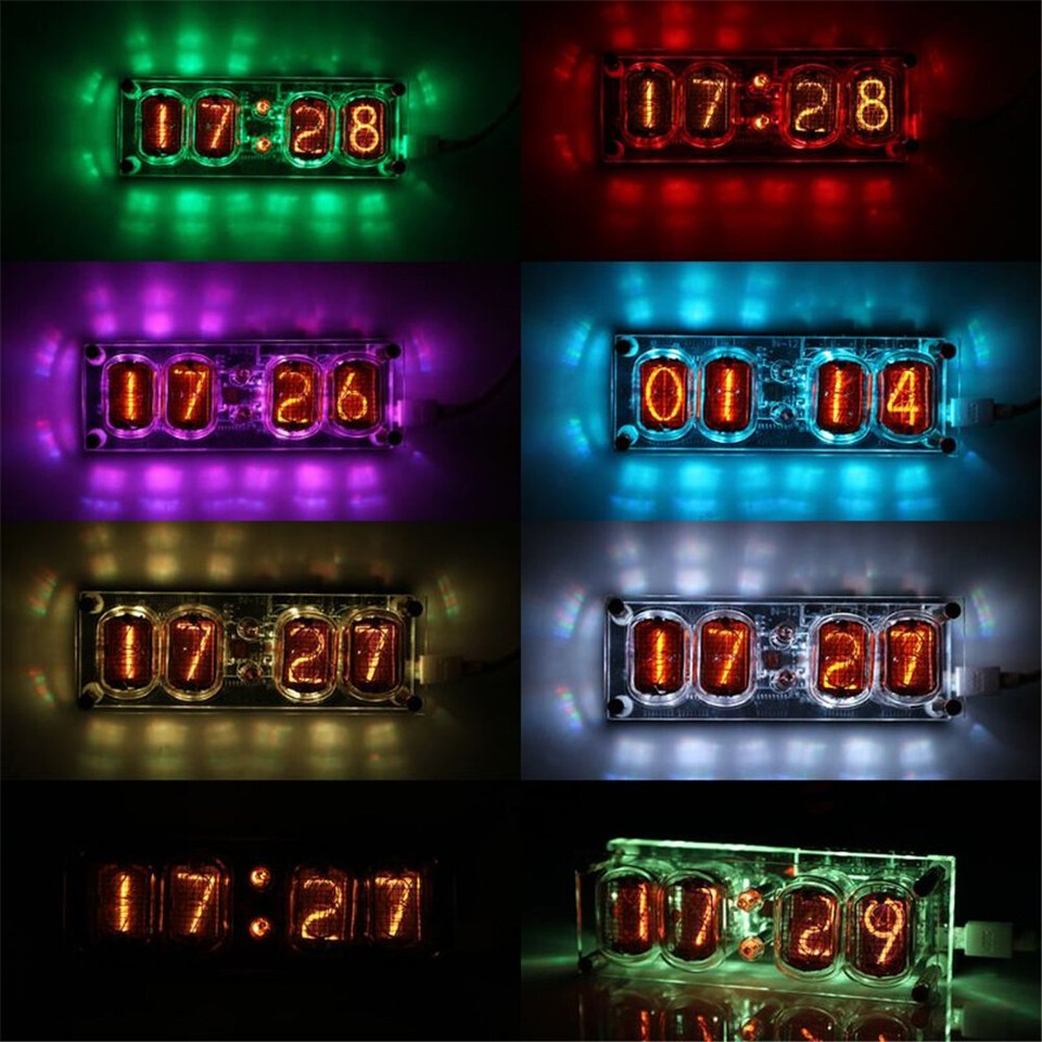 IN-12 Glow Tube Clock 4-bit Integrated IN12 Glow Tube Clock Seven-color ...