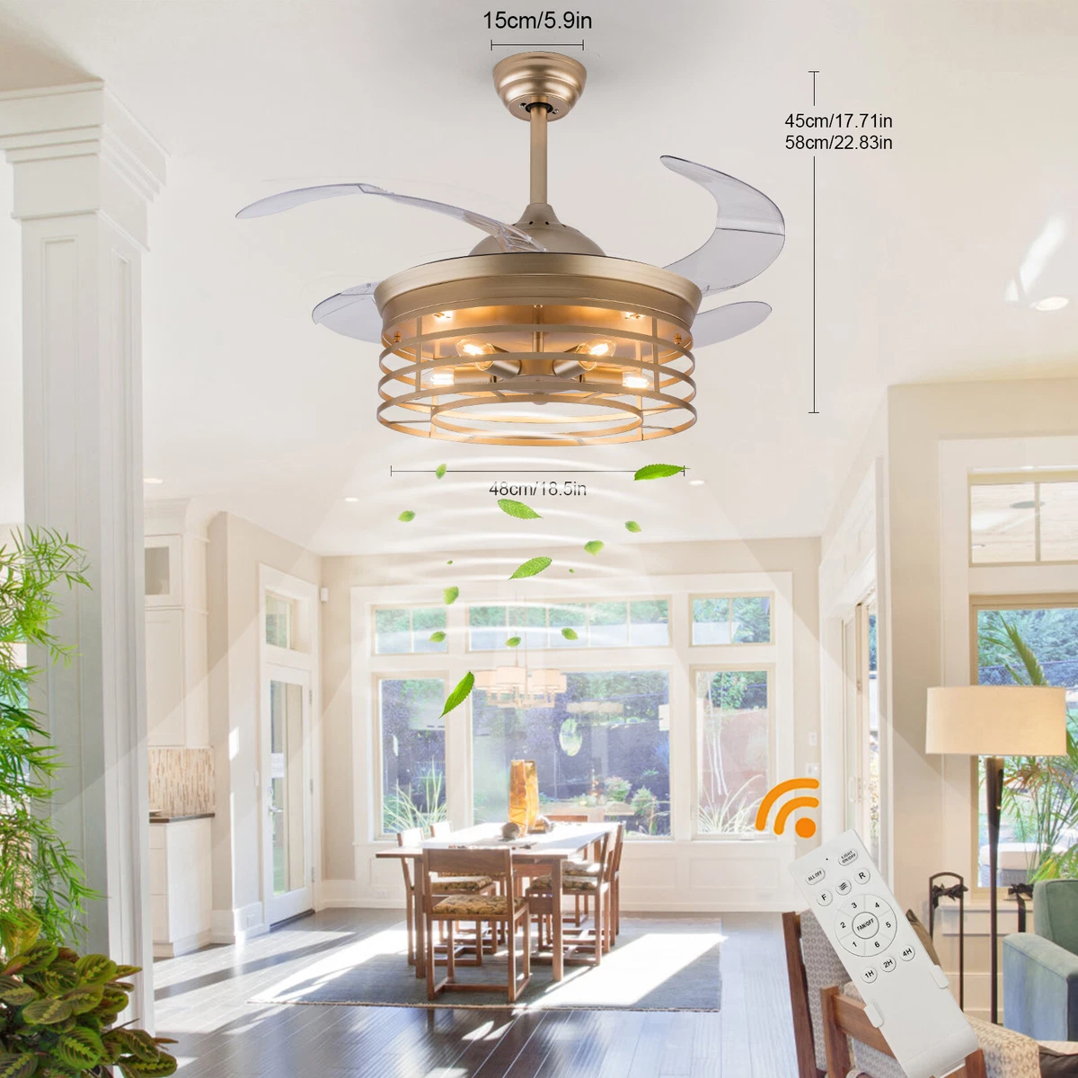 Downrod Ceiling Fan With Light And Remote | Shelly Lighting