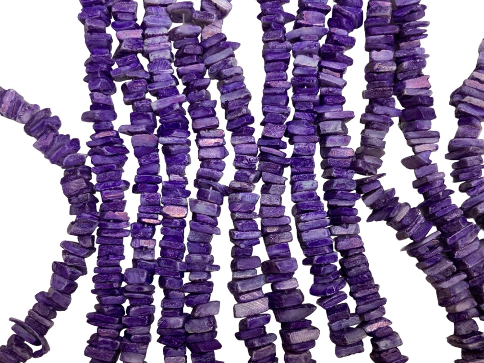 Puka Shell Chips, Purple Beads, 1 Strand 170 Chips, Varies Shape & Size ...