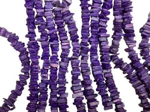 Puka Shell Chips, Purple Beads, 1 Strand 170 Chips, Varies Shape & Size ...