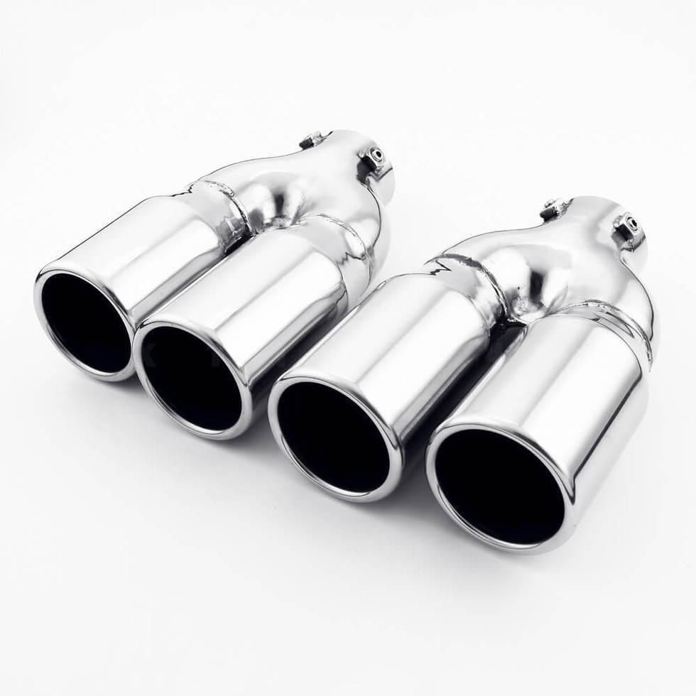 Pair Dual Exhaust Tips 3 inch Outlet Polished Stainless Steel Round ...
