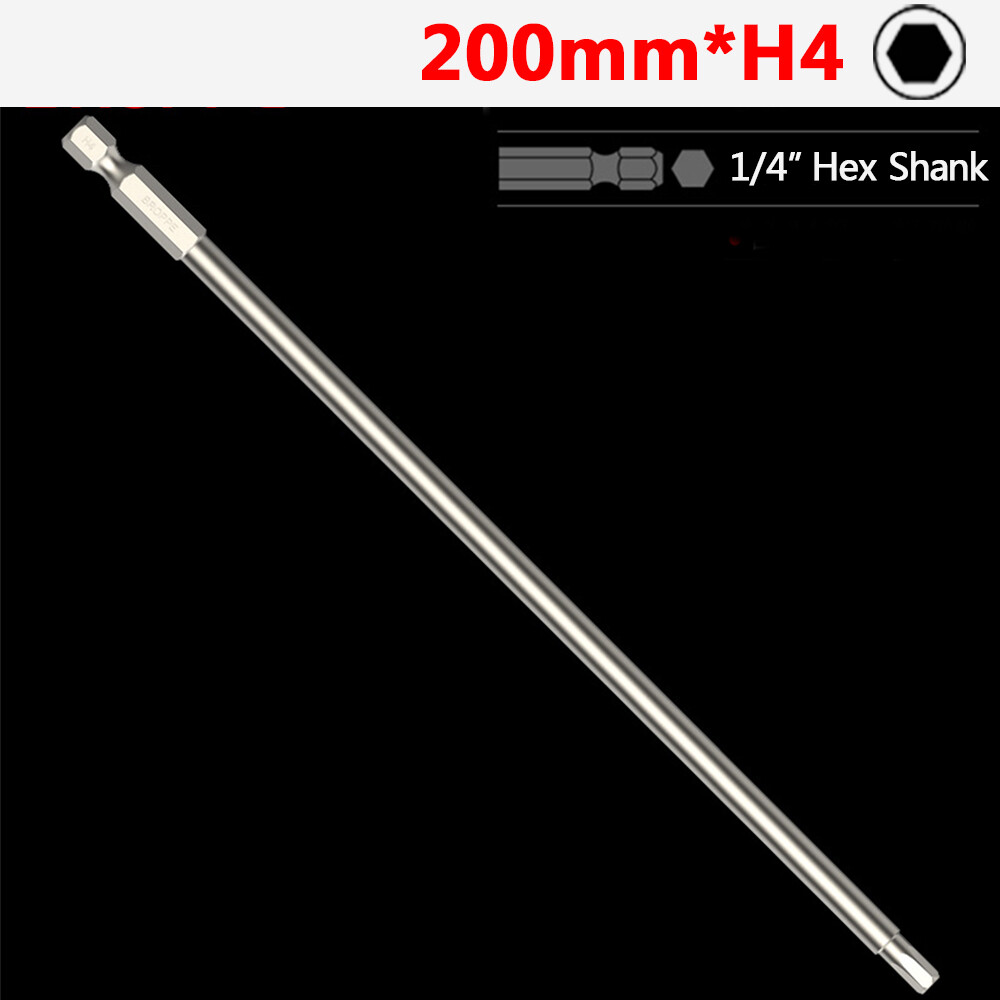 50mm-200mm Hex Screwdriver Bit Set 1/4" Hex Shank H1.5 H2 H3 H4 H5 H6 ...