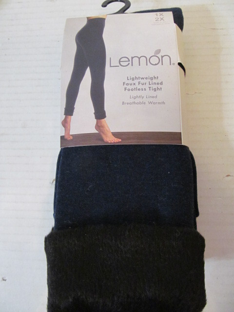 Lemon Lightweight Faux Fur Lined Footless Tight, Blue, Size 1X/2X | eBay