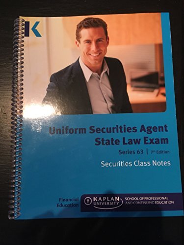 KAPLAN SERIES 63 SECURITIES LICENSE EXAM MANUAL, UNIFORM By Kaplan ...