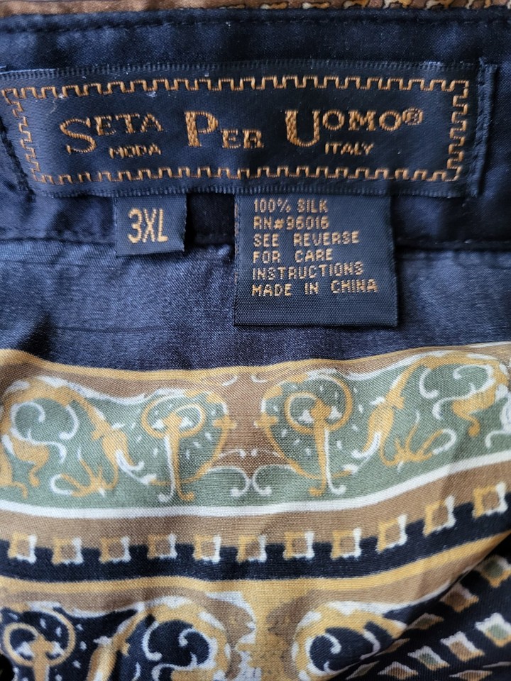 VTG Seta Per Uomo Baroque SILK gold LS Blouse Shirt mens 3XL Versace-style | eBay