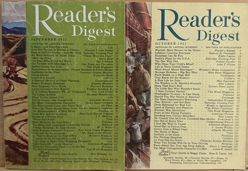 1951 September October READER'S DIGEST MAGAZINE Vintage History Short ...