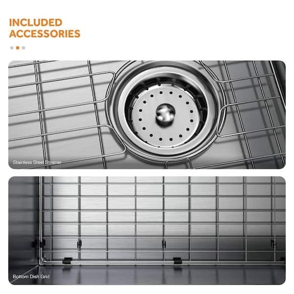 Glacier Bay Bratten 33" Double Bowl 18G Stainless Steel Sink w ...