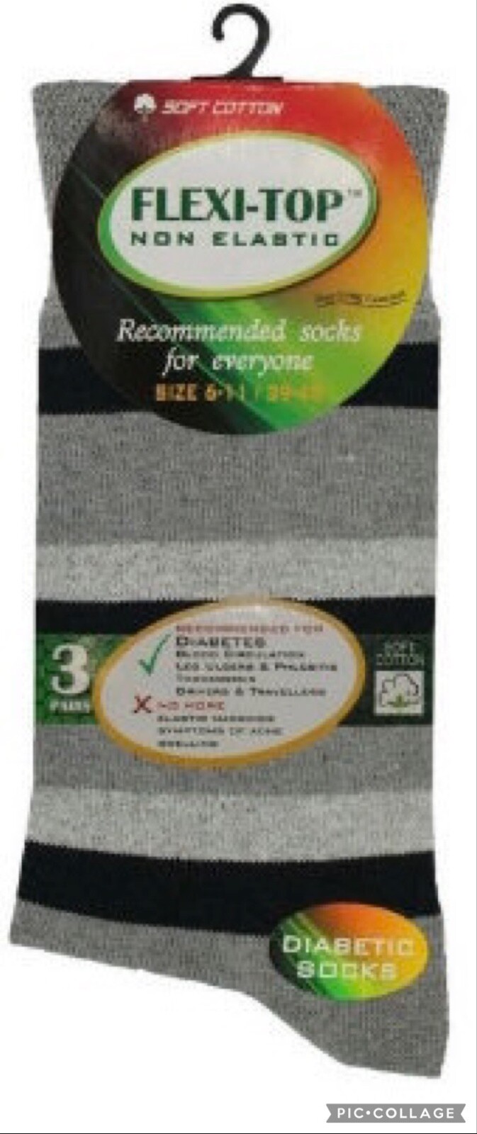 3 Pair Pack Mens Flexi Top Diabetic Non Binding Loose Non Elasticated ...