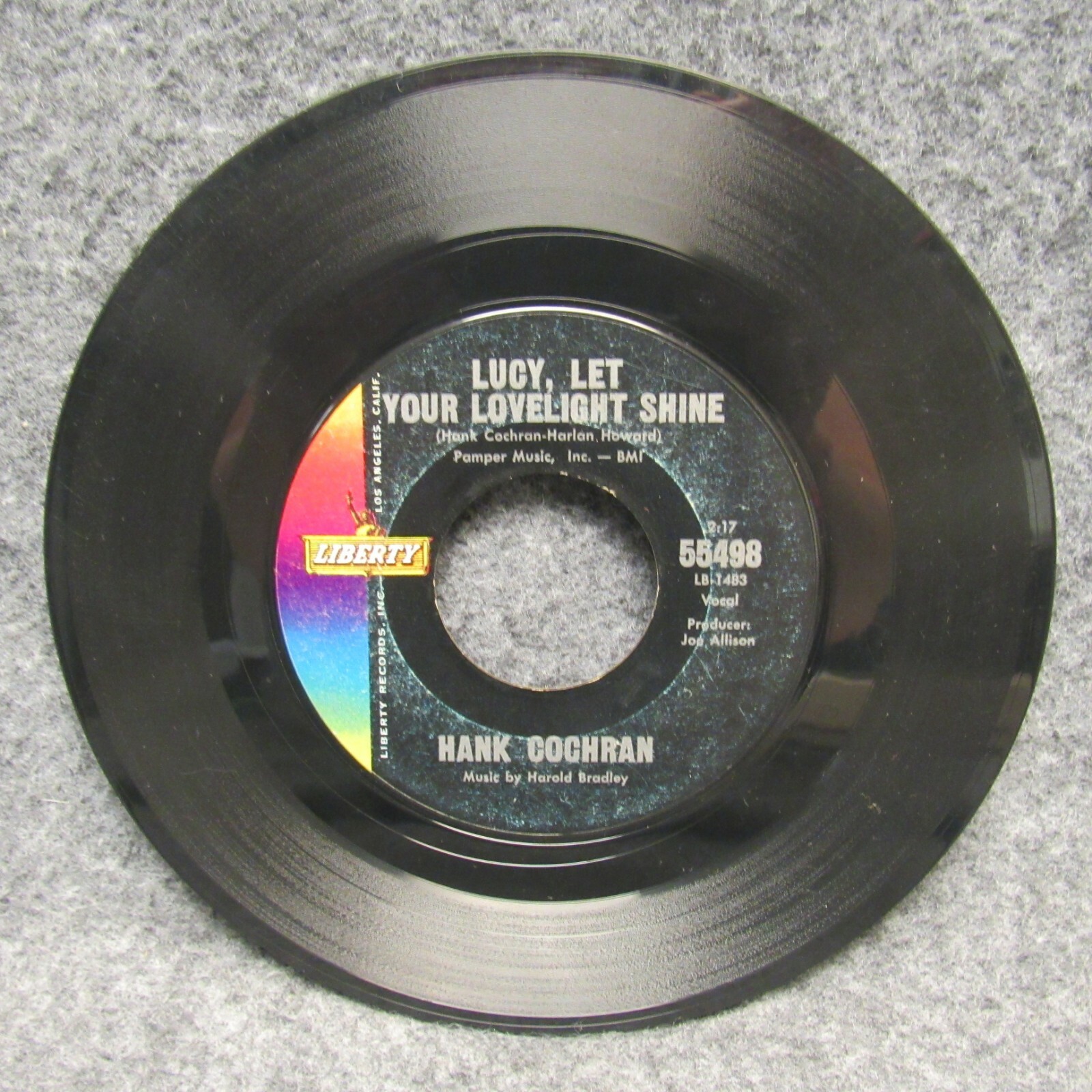 45 RPM 7" Record Hank Cochran Lucy Let Your Lovelight Shine Liberty ...