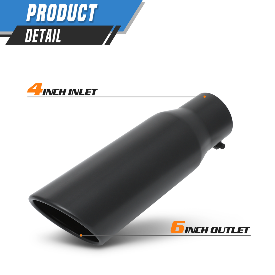 12"Exhaust Pipe Tail End 4"Inlet 6"Outlet Stainless Steel Muffler Roll ...