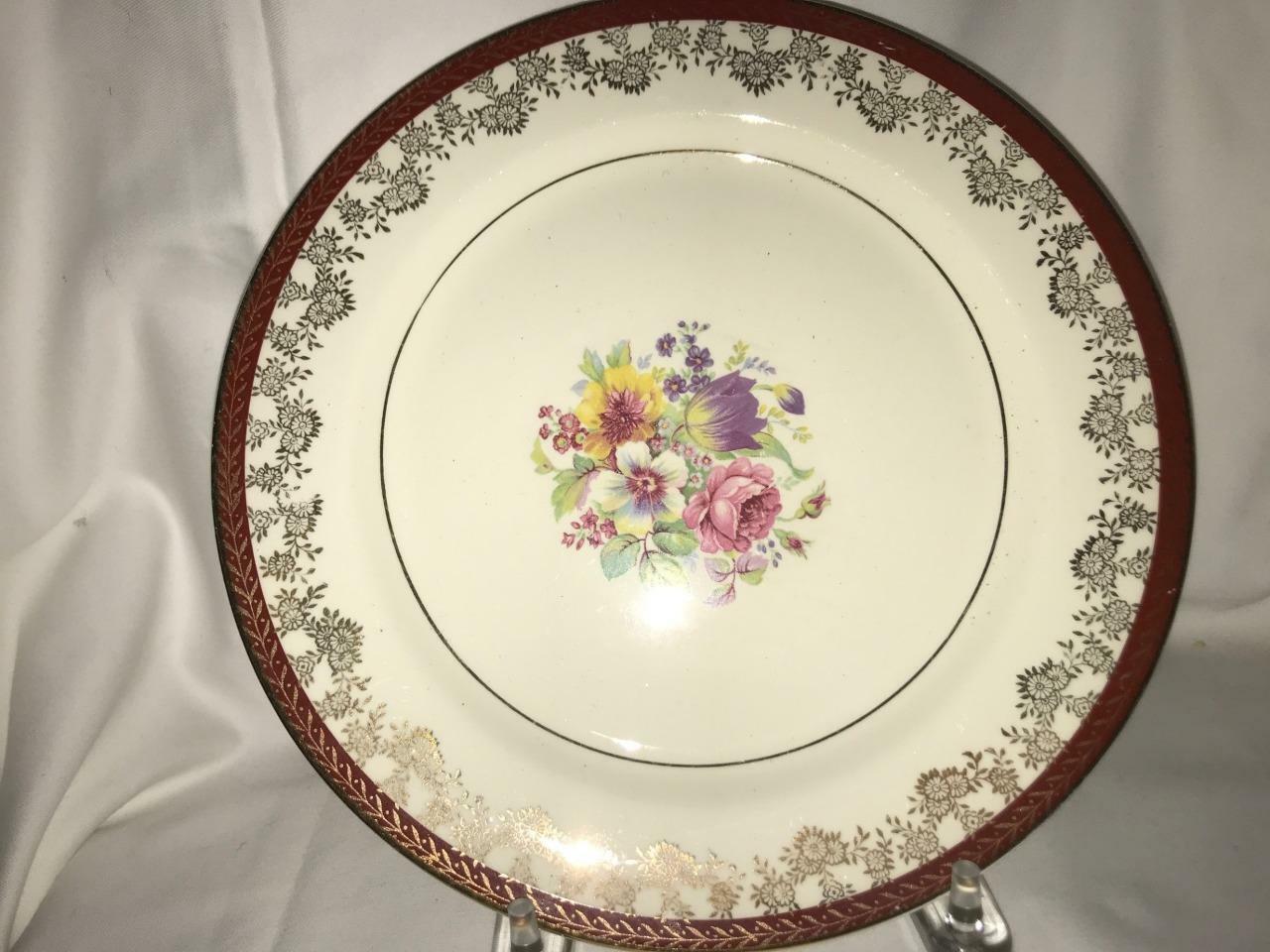 Stetson Warranted 22K Gold Maroon Border Gold Filigree Dinner Plate | eBay