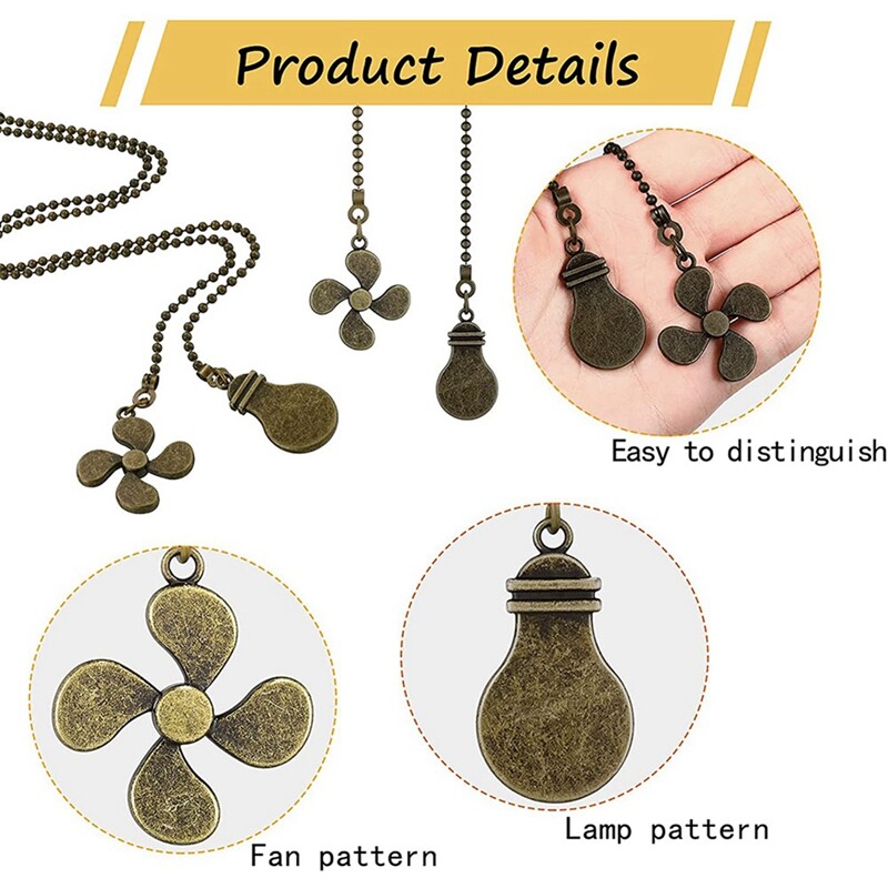2X(8Pcs Ceiling Fan Pull Chain Set,Bulb and Fan Pattern Pull Chain2946 ...