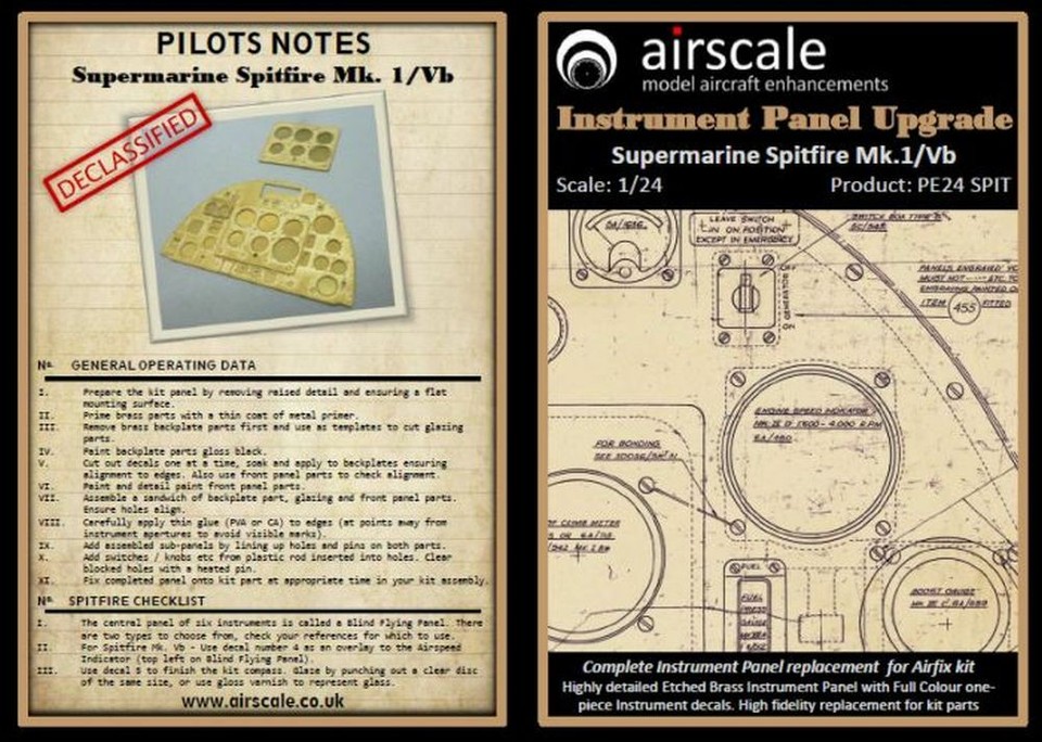Supermarine Spitfire Mk1a / Vb cockpit upgrade - Airfix 1/24 scale PE24 ...