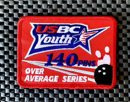 USBC YOUTH 140 PINS OVER AVERAGE SERIES SEW ON PATCH BOWLING 3 1/2" x 2 ...