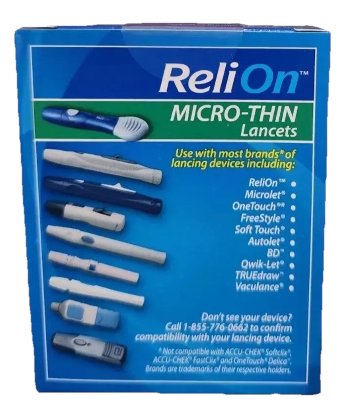 ReliOn 33G Micro-Thin Lancets, 100-ct Exp09/2029+ Compatible With MOST Devices | eBay