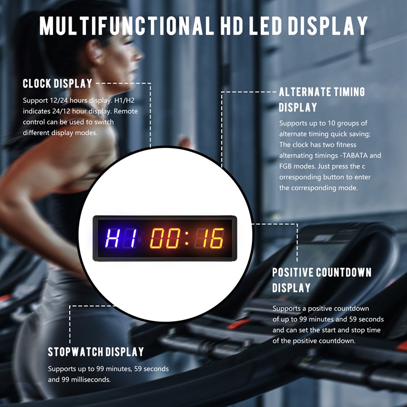 Gym Timer,LED Interval Timer Digital Countdown Wall Mounted Clock ...