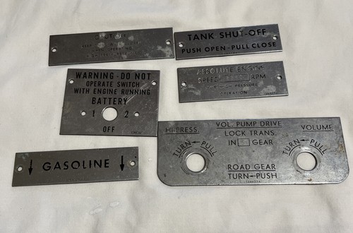 Lot Of 6 Original Antique Chromed Fire Truck Identification Data Plates ...