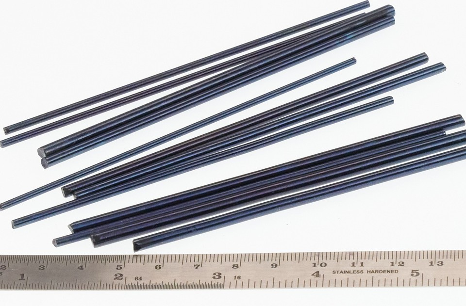 12 Tempered Blue Steel Wire Pivots Clock Repair Pivot Pinions Staff 2.2 ...