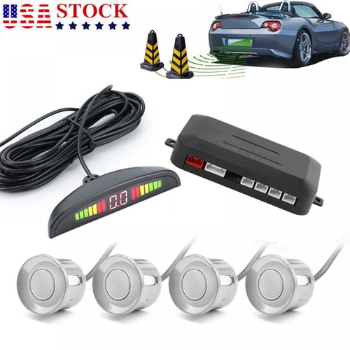 4Parking Car Rear Safety Silver Parking Radar Backup Reverse Sensors ...