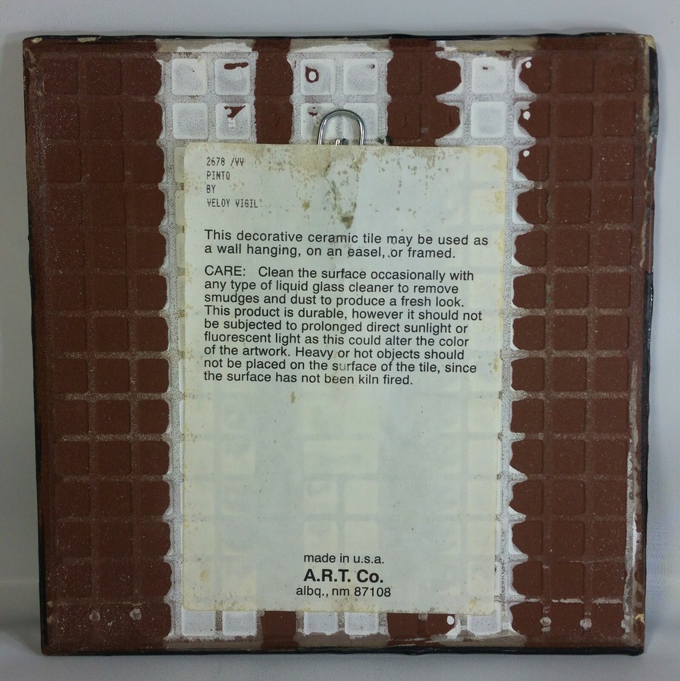 VTG Pinto by Veloy Vigil Painting Art Ceramic Hanging Tile Made USA by ...