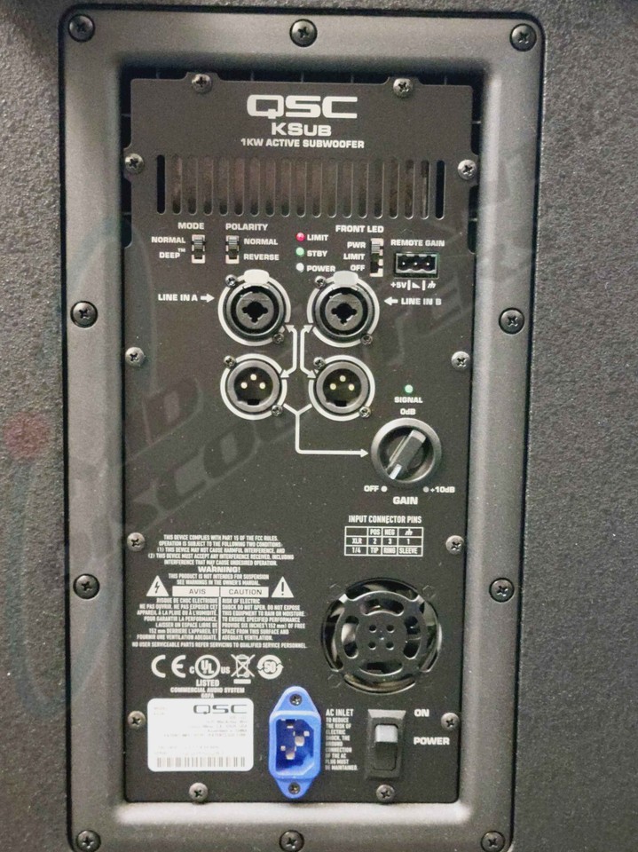 QSC KSUB 1000W Lightweight Portable Powered w/2, 12" Speakers 100-240v ...