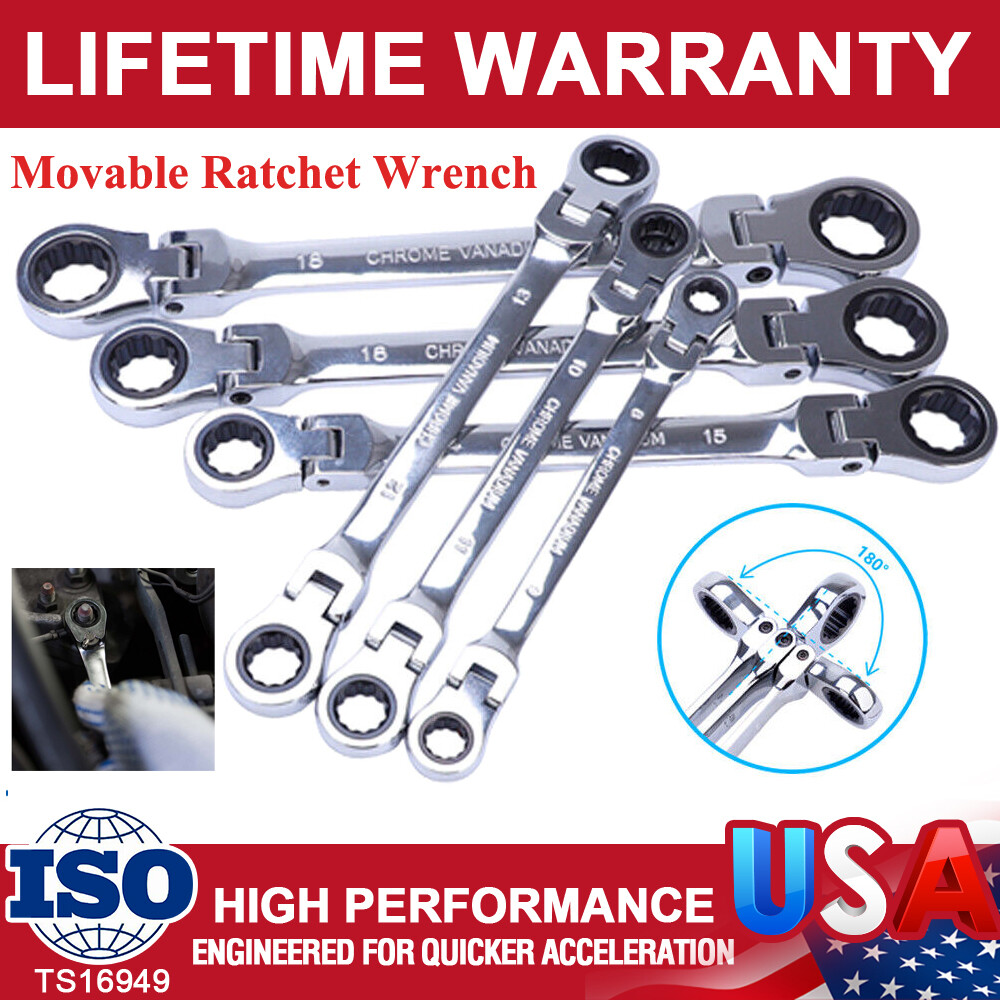 6pcs Extra Long Ratcheting Wrenches Spanner Set Double Box End Flex ...