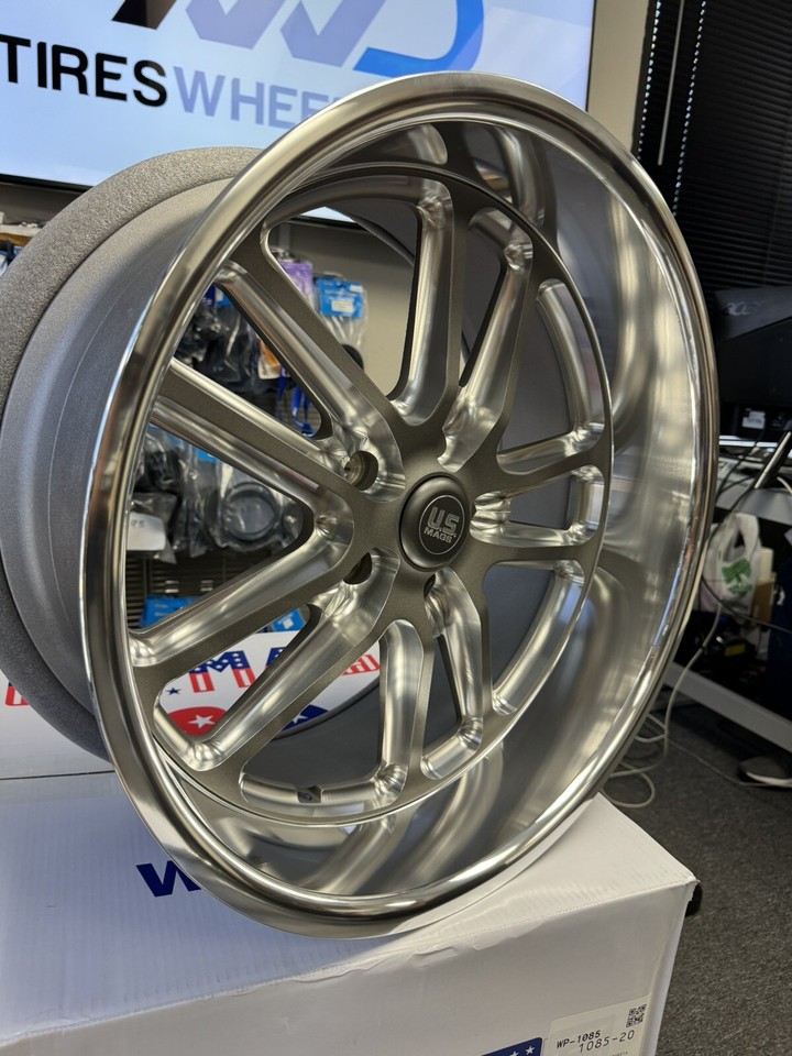 Set of 4 Staggered-US Mags U130 Bullet 20" 5x4.75" Gunmetal Wheels 20x8 ...