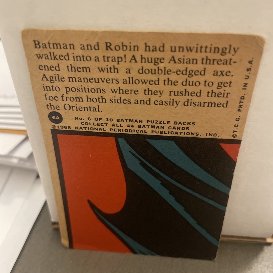 1966 Topps Batman #6A Facing the Axe Red Bat Puzzle Back VG-VGEX | eBay
