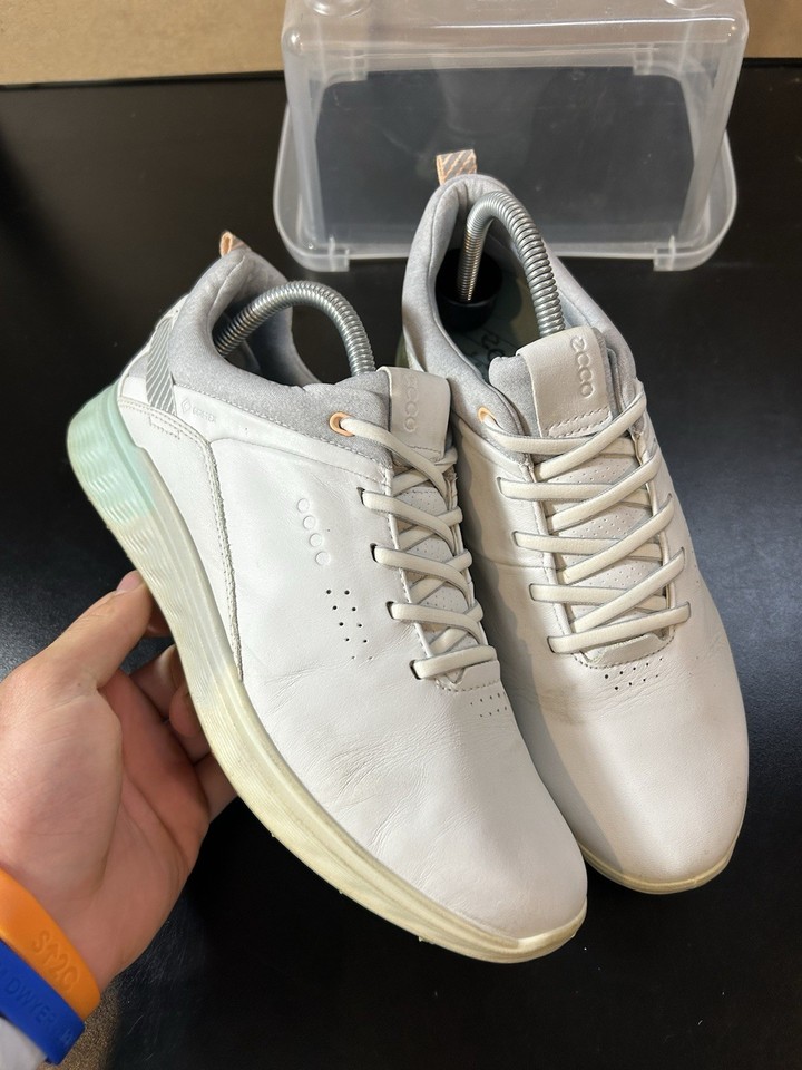 Ecco S-Three Waterproof Spikeless Golf Shoes White Gray Teal Gore-Tex Size 9 | eBay