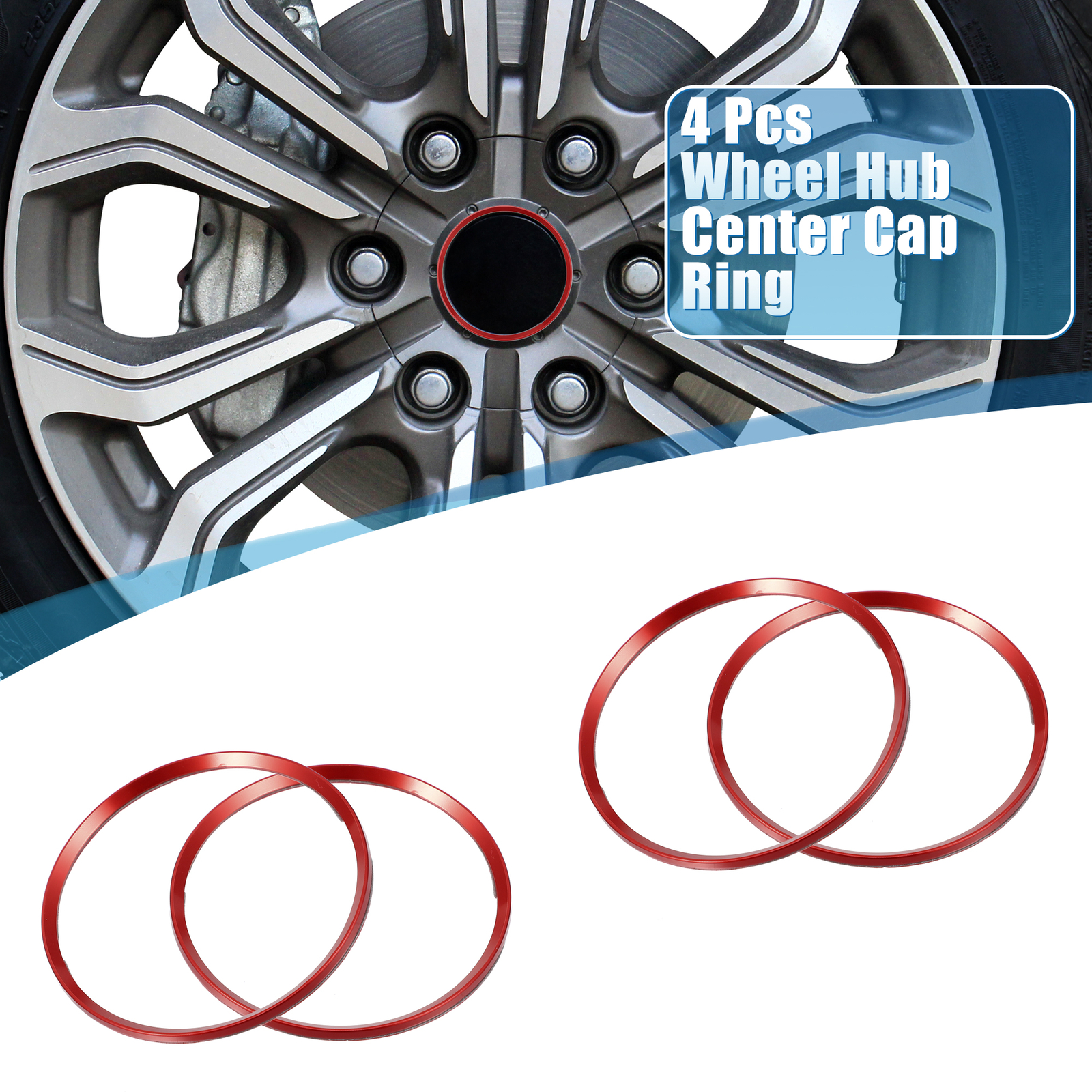 Car Wheel Hub Center Cap Ring for Cadillac XT5 SRX XTS ATS CT6 Red (Set ...