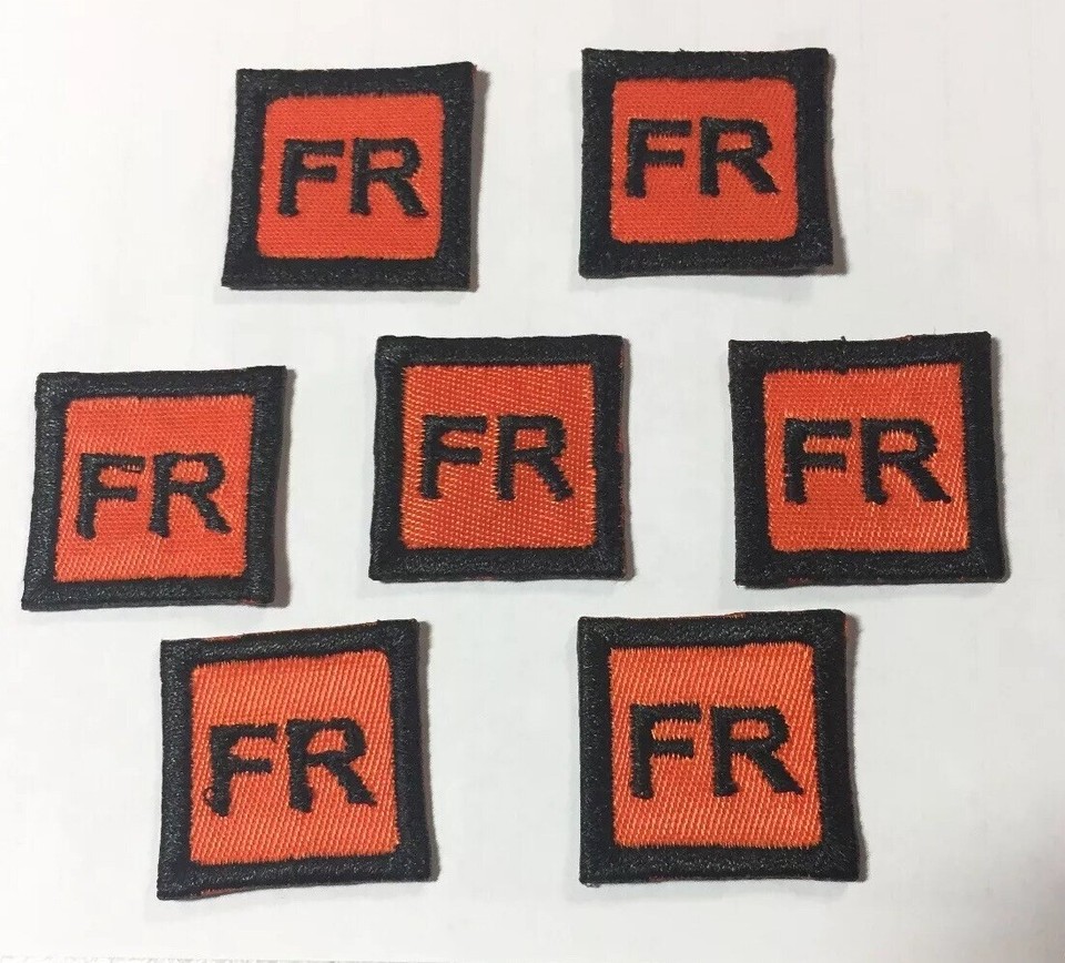 7 FR Patches Replacement Tags Fire Resistant Retardant FRC Orange Black ...