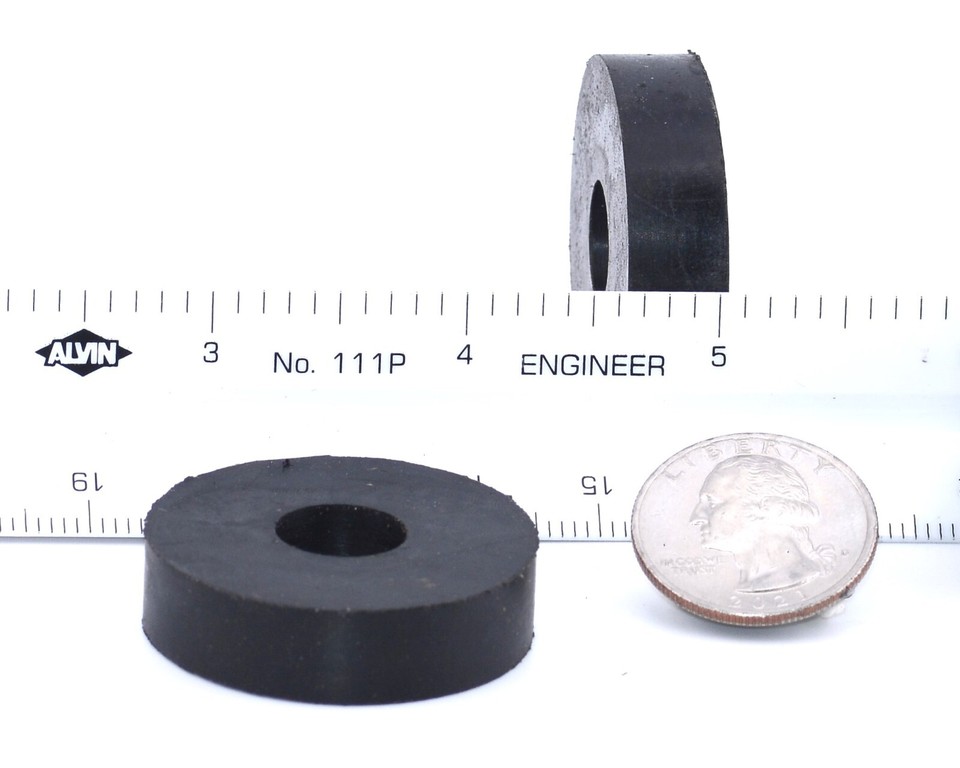 3/8" Thick EPDM Rubber Spacer Bushings 1/2" ID x 1" OD Vibration Mounts ...