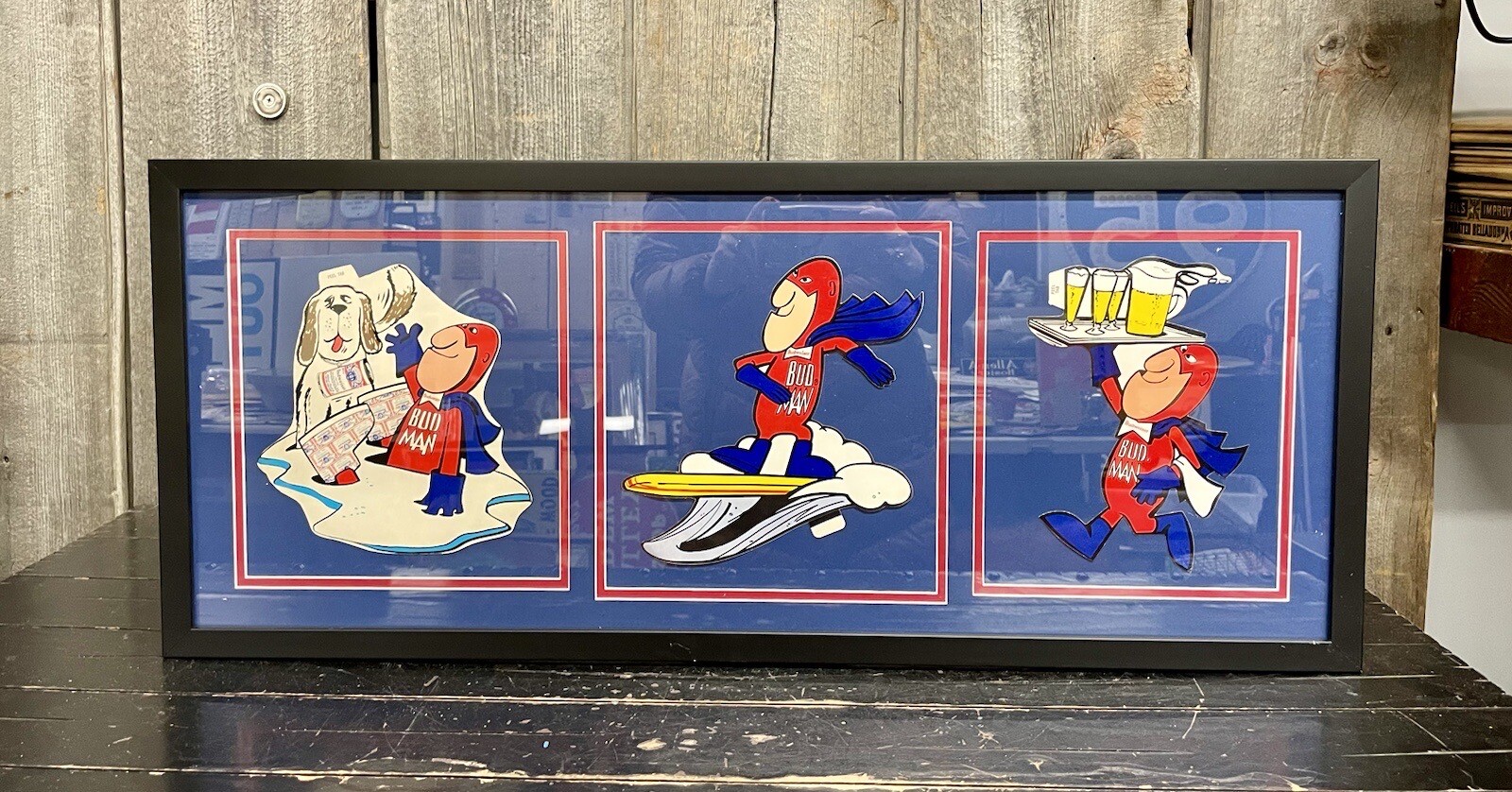 Set of 3 Framed Vintage 70s Surfing Bud Man Budweiser Die Cut ...