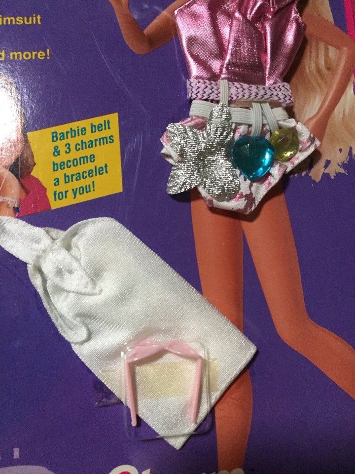 BARBIE’S Sun Charm Fashion: Swim Skirt, Sunglasses, Charm Bracelet ...