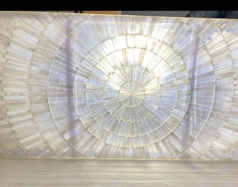 Selenite Gemstone Wall Panel, Dining Table, Kitchen Table, Luxury ...