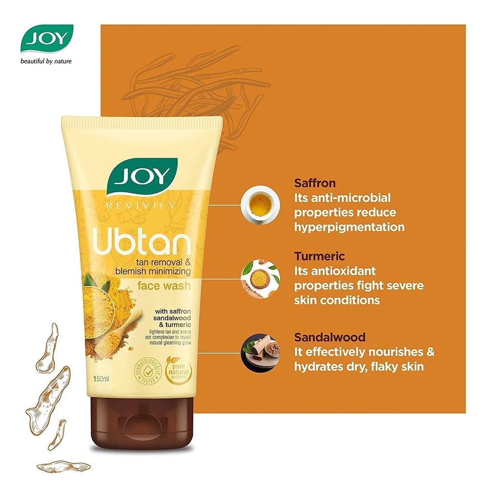 Joy Tan Removal Ubtan Face Wash For Bright & Glowing Skin (Pack of 2 ...