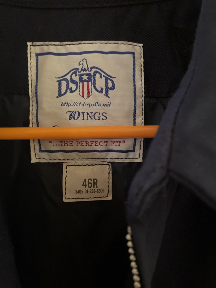 US Air Force Blue Bomber Jacket Size 46 R DSCP Tech Sgt Patches No ...