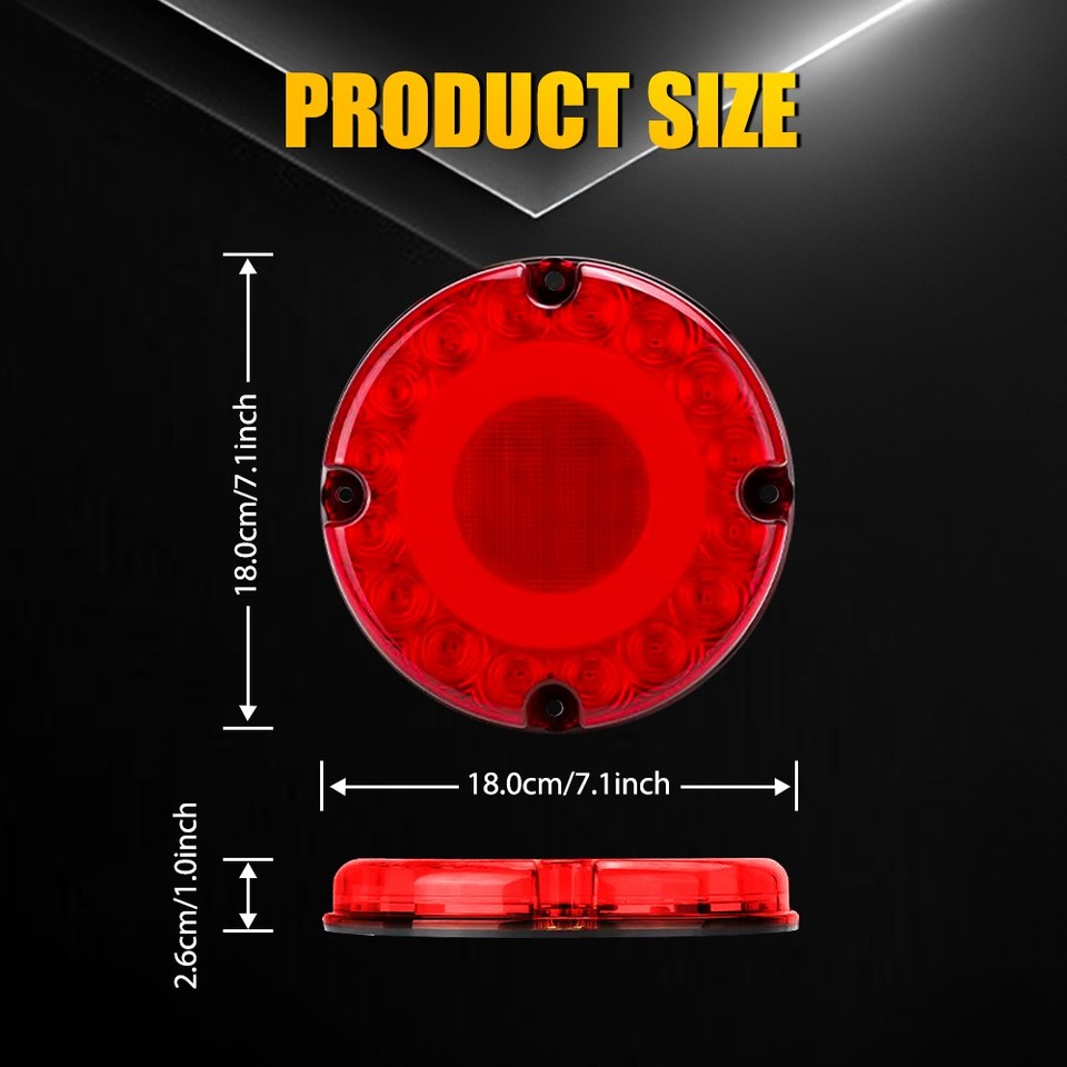 Red 7inch Round LED Tail Lights Stop Turn Signal Brake 2PC For Trailer ...