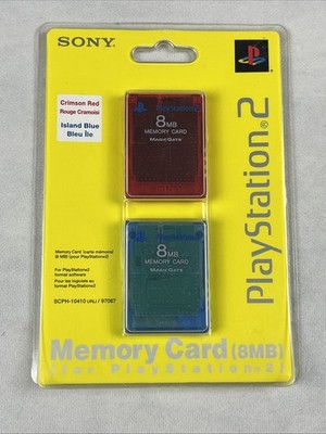Sony PlayStation 2 PS2 8MB Memory Card SCPH-10410 Crimson/Blue 2pk NEW ...
