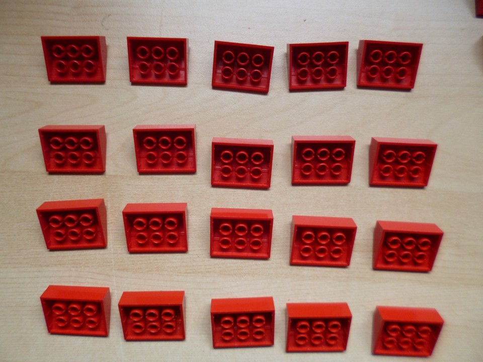 20 X Vintage Lego roof bricks Red 33º Slope Tile 3297 3 x 4 X 1 , 33 ...