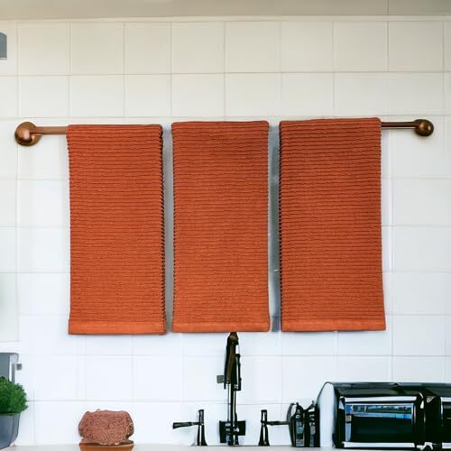 Oversized 18" x 28" Solid Color Rust Kitchen Dish Towels: 100% Burnt ...