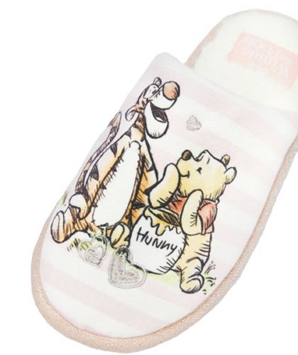 LADIES DISNEY WINNIE THE POOH & TIGGER PINK FAUX FUR SLIPPERS WOMENS ...