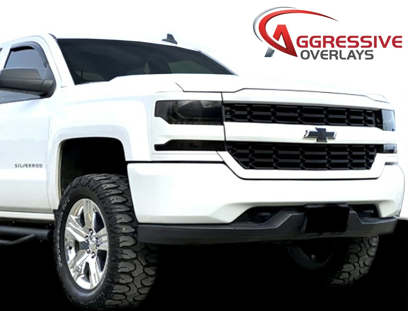 2016 2017 2018 Chevy Silverado 1500 Smoked Headlight Tint Film Overlays ...