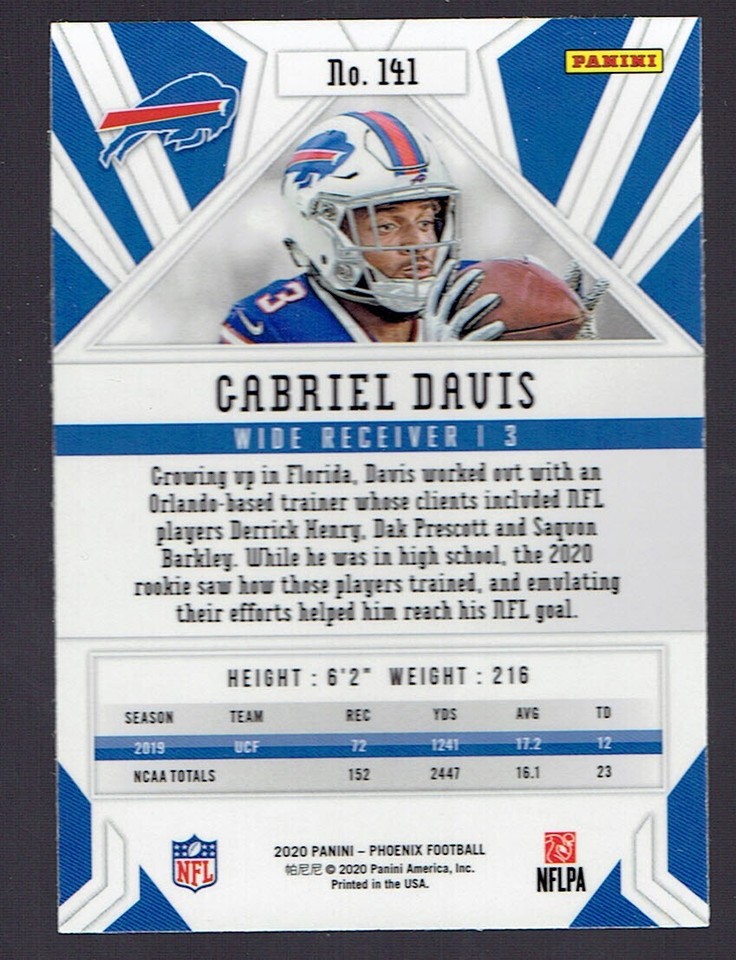2020 Panini Phoenix Gabriel Davis Fire Burst Prizm Rookie RC Football ...