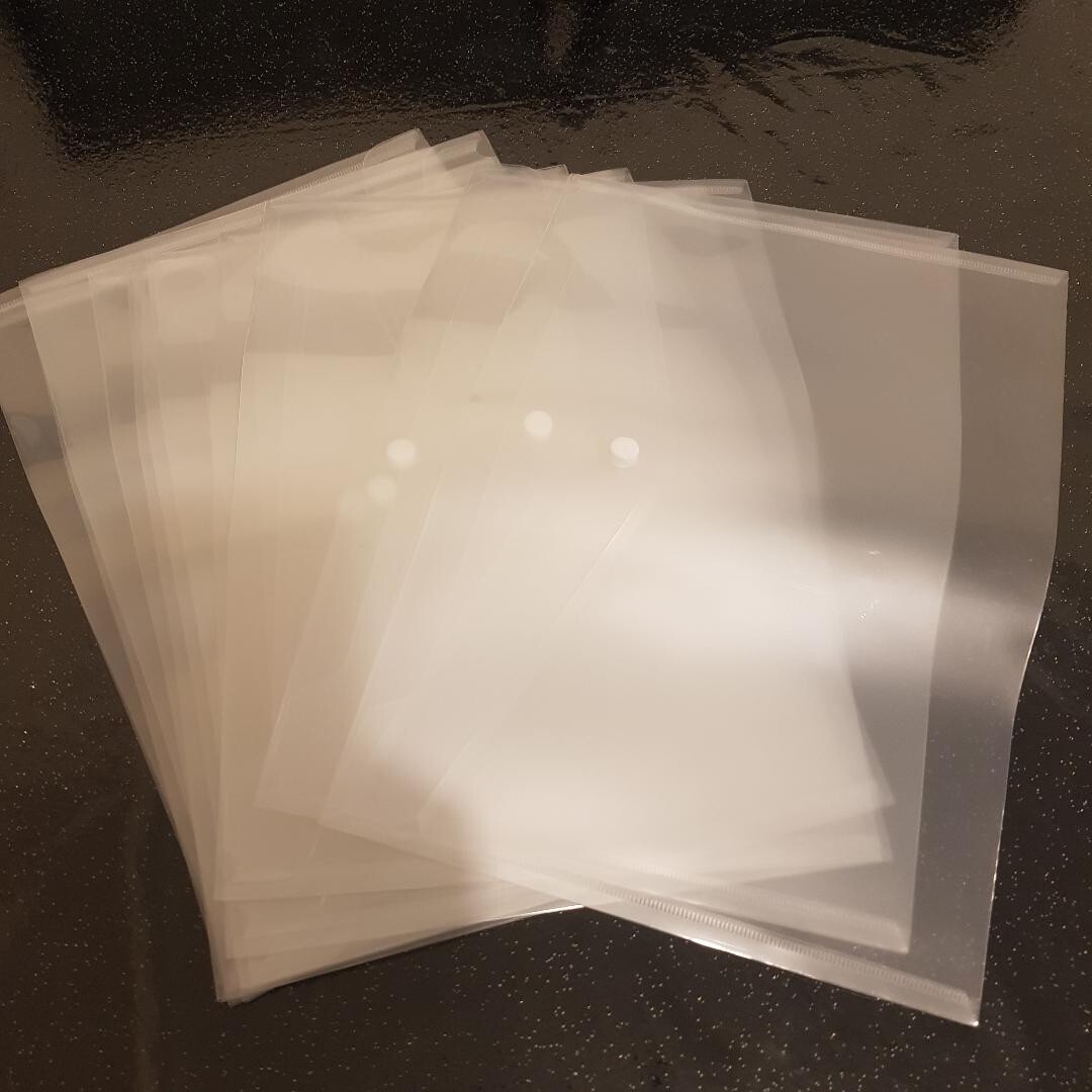 A5 CLEAR PLASTIC STUD POPPER ENVELOPE FOLDERS SCHOOL OFFICE DOCUMENT ...