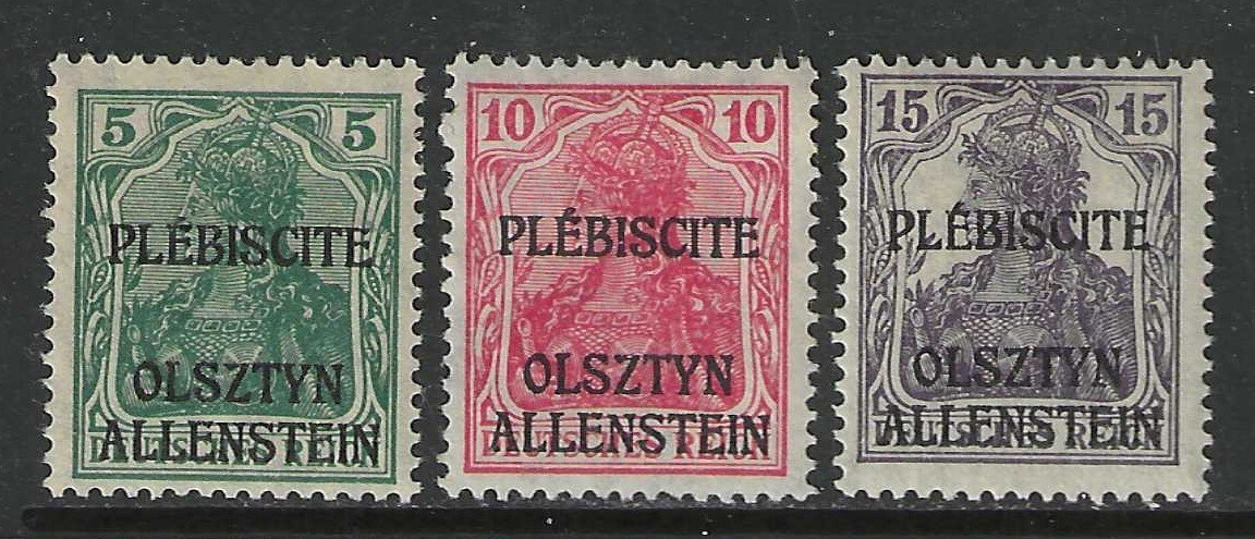 Germany 1920 Plebiscite ALLENSTEIN 5 - 15 Pfennig issues with overprint ...