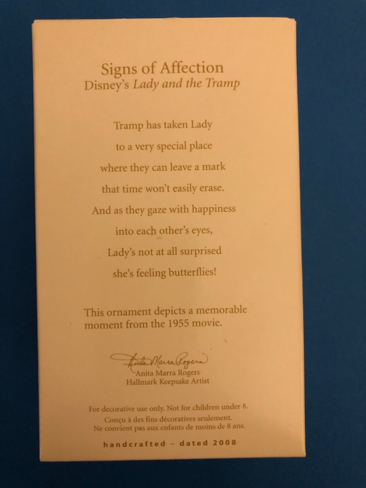 Hallmark NEW LADY TRAMP SIGNS OF AFFECTION Christmas Keepsake Ornament ...