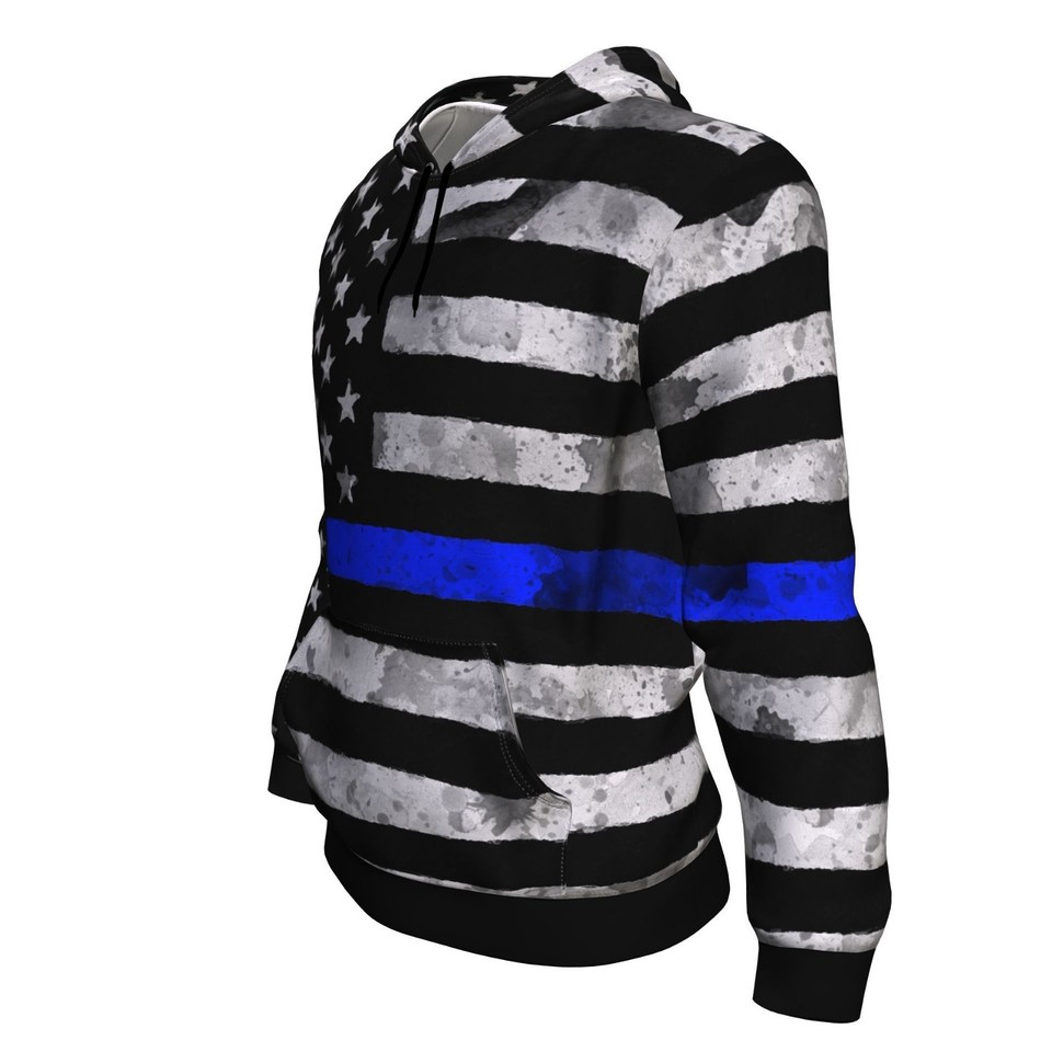 Police All Over Print Hoodie, Police Support Usa Flag Hoodie, Gifts For ...